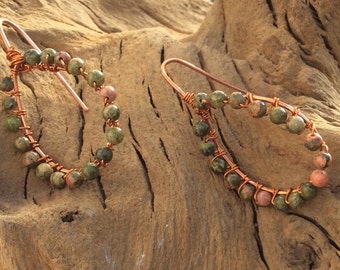 Garnet hoop earrings | Etsy