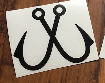 Fish hook decal | Etsy