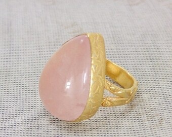 Pear pink stone ring | Etsy