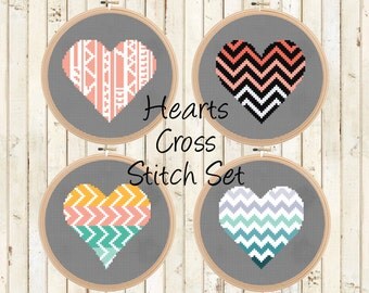 Heart cross stitch | Etsy