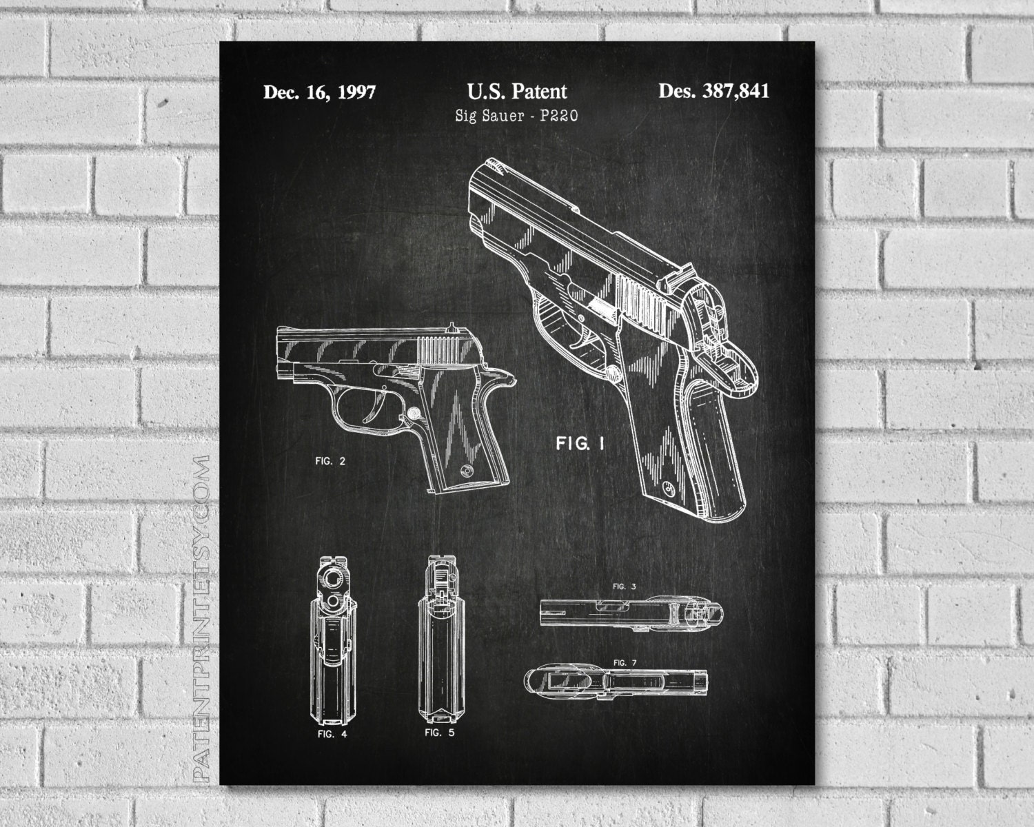 Sig P220 Patent Print Sig Sauer Art Sig Sauer Decor
