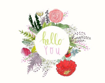 Hello greeting card | Etsy