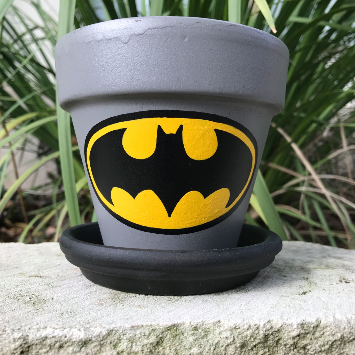 Bat Pot hand painted flower pot