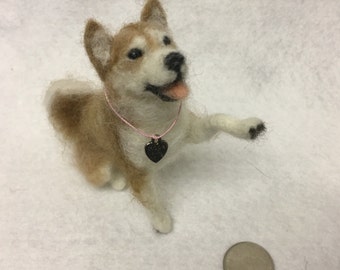 Items similar to Needle Felted Fiber Sculpture of Your Shiba Inu or ...