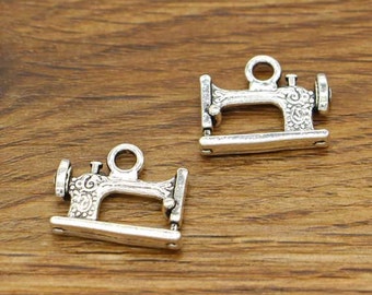 10 pieces Sewing Machine Charm Silver Tone Sewing Machine