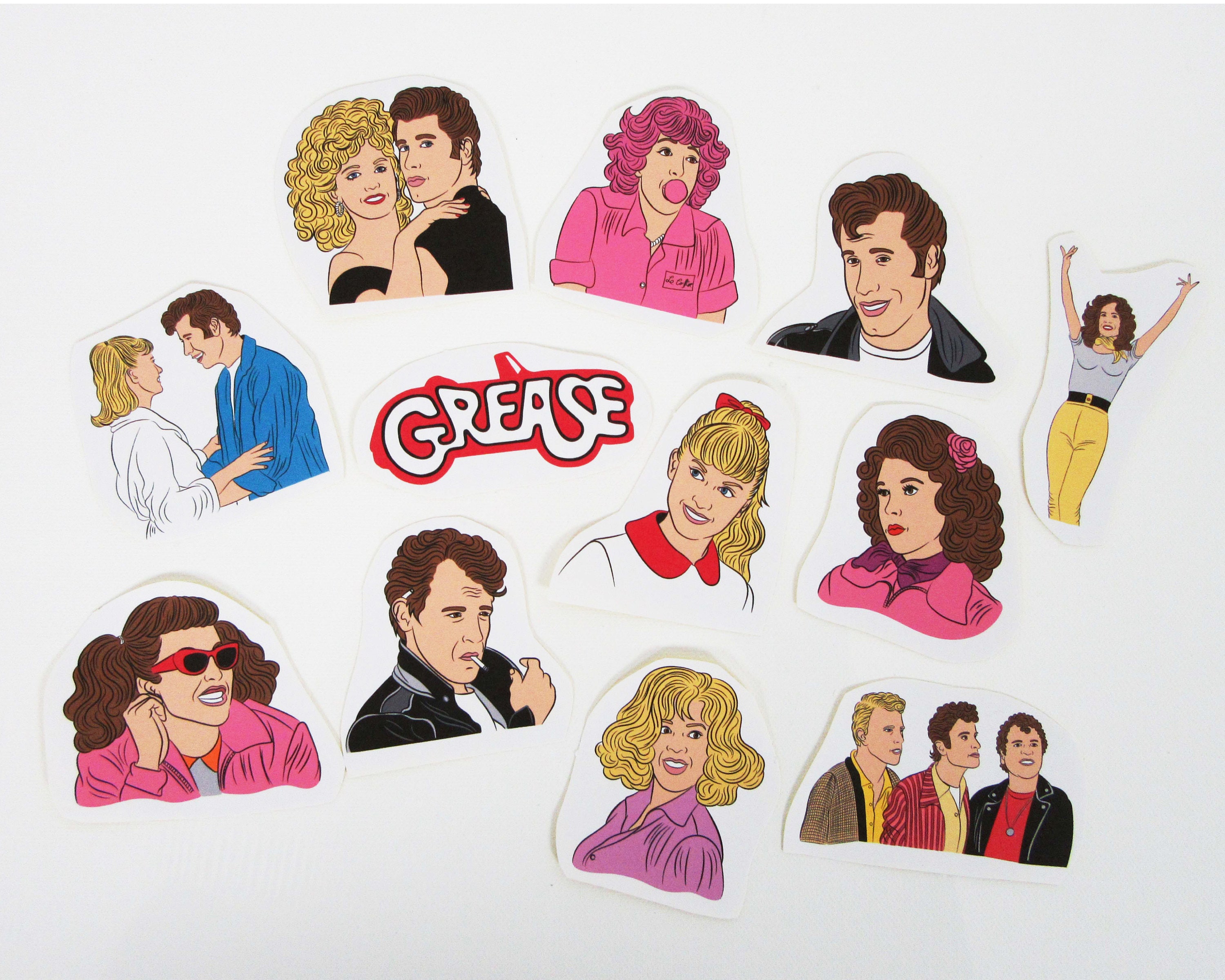 GREASE 12 pc sticker set, Grease movie, Grease sticker pack, Grease ...