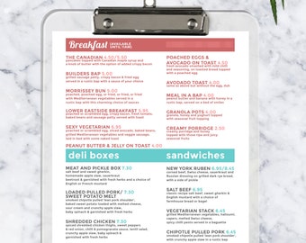 Breakfast menu | Etsy