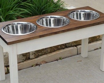 Rustic dog feeder | Etsy