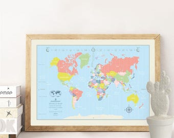 World map poster | Etsy