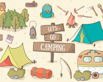 Let's Go Camping art print Nature Wall Art Rustic