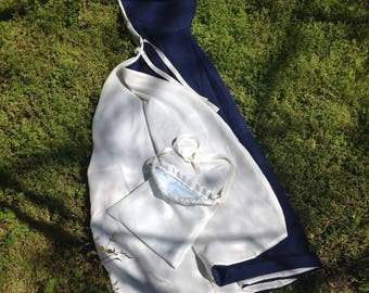 Navy/Light Blue Reversible Hooded Cloak