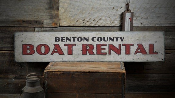 Boat Rental Wood Sign Personalized County Name Lake Beach