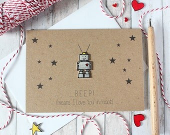 Robot valentine card | Etsy