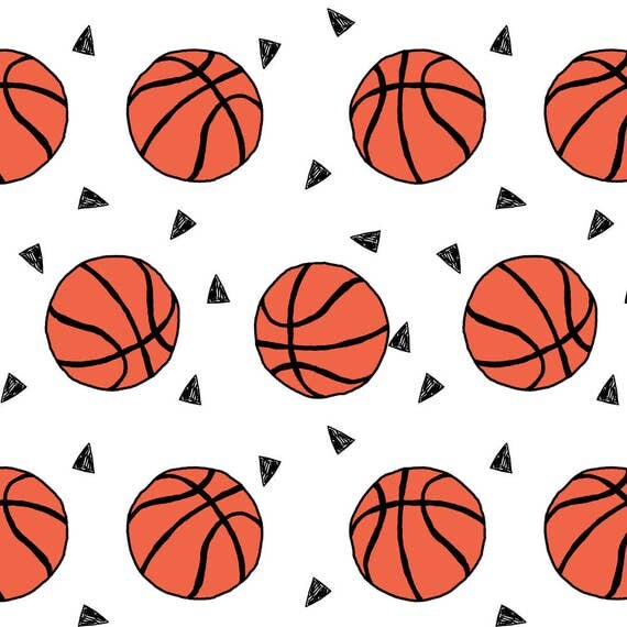 Basketball Fabric Sports Basketball Themed Fabric White By