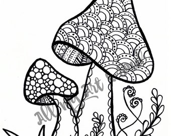 Zentangle mushrooms | Etsy