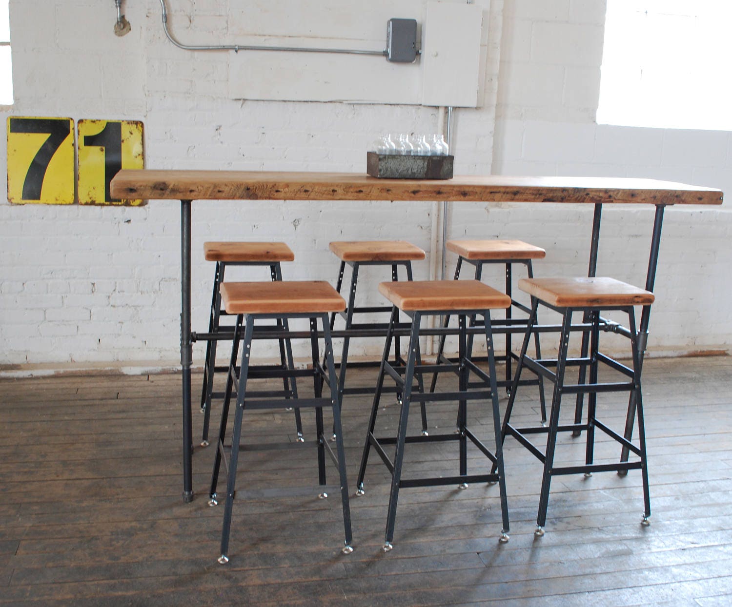 Reclaimed Commercial Table Bar Height Bistro Table/Restaurant