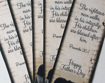 DIY Printable Bookmark FATHERS DAY Proverbs 20:7Religious