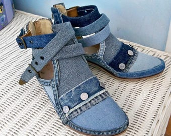 Denim boots | Etsy