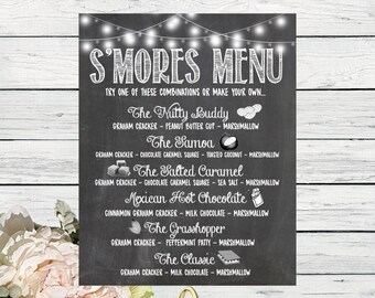 Smores menu | Etsy