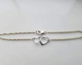 Double heart anklet | Etsy