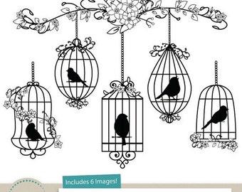 Unique bird cage clip art related items | Etsy