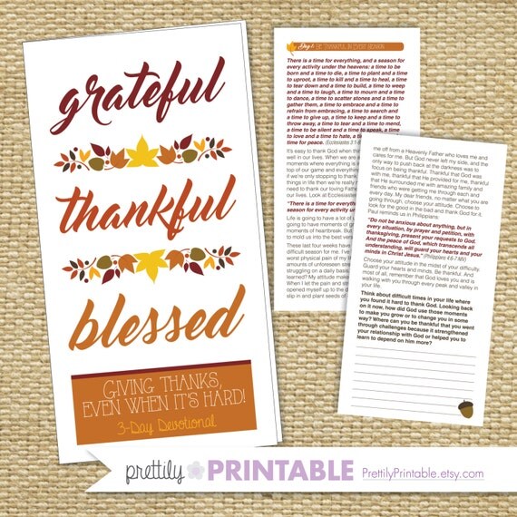 Items similar to Grateful, Thankful, Blessed! 3-Day Devotional ...