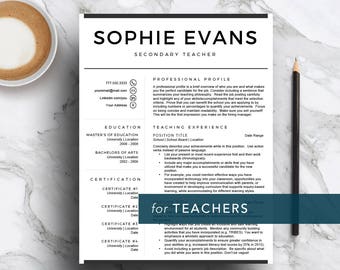 Teacher Resume Template CV Template MS Word Professional