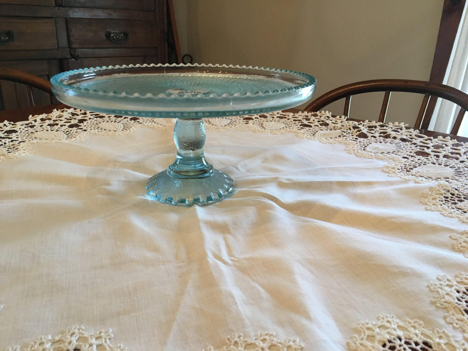 Vintage Blue Cake Stand from Depression Era