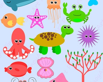Sea Creatures Clip Art Under the Sea Clipart Ocean Animals