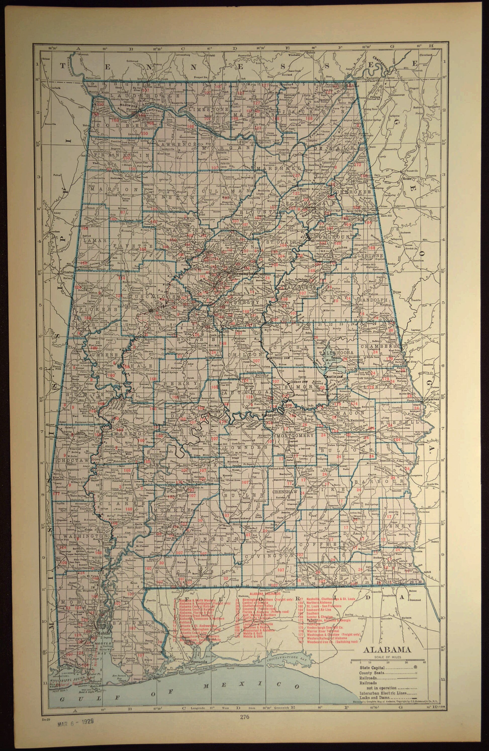 Alabama Railroad Map LARGE Railroad Map Alabama Decor
