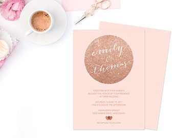 Rose gold invitation | Etsy