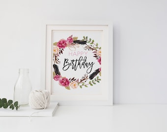 Boho happy birthday | Etsy