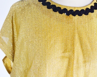 Gold lame blouse | Etsy