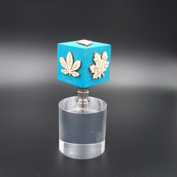 Custom Lamp Finial with a Hand Made and Painted Turquoise Cube