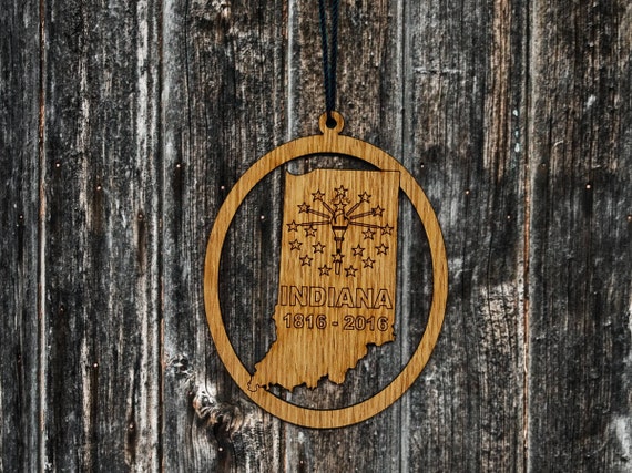 Wood Indiana Ornament Indiana Bicentennial Indiana by legacyimages