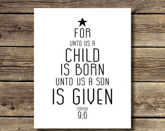 Unto us a child is | Etsy