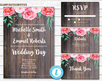 Rustic Wedding Invitation Printable Country Wedding