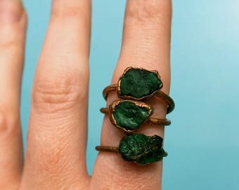 Raw emerald ring | Etsy