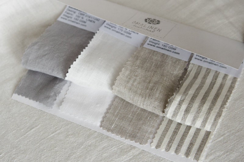 Set of Natural Linen Fabric Samples Stonewashed Natural Linen Color ...