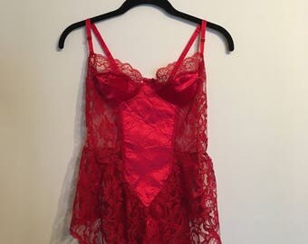 Red negligee | Etsy
