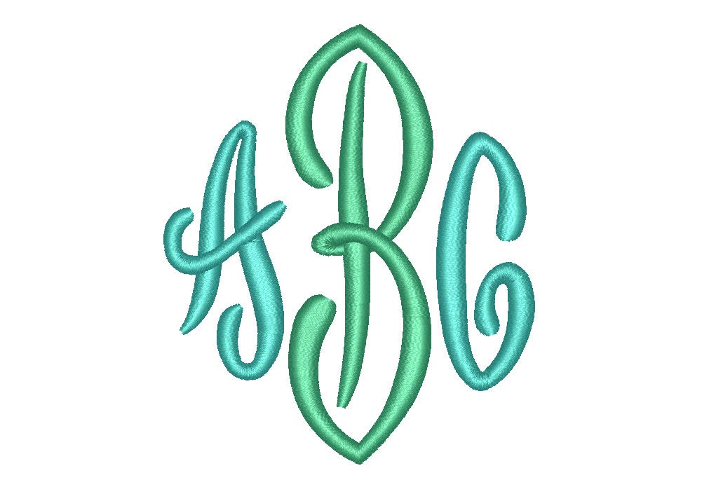 3 Size End Scroll Monogram Embroidery Fonts BX Instant