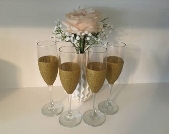 6 Glitter Champagne Glasses