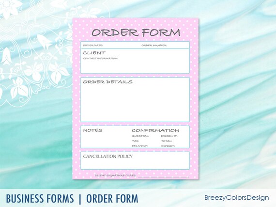 Cute Order Form Template For Crafts Sales Book Printable