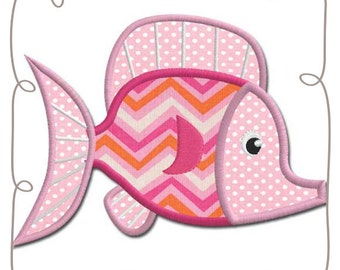 Items similar to fish applique machine embroidery design on Etsy