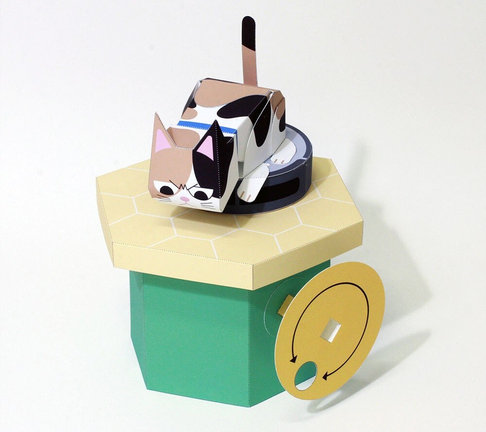 Moving Paper Craft Røømba Cat Printable PDF Instant