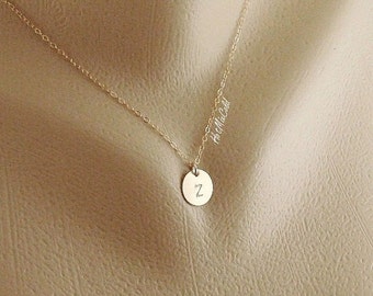 SALE Monogram Necklace GOLD Initial Disc Charm by hotmixcold