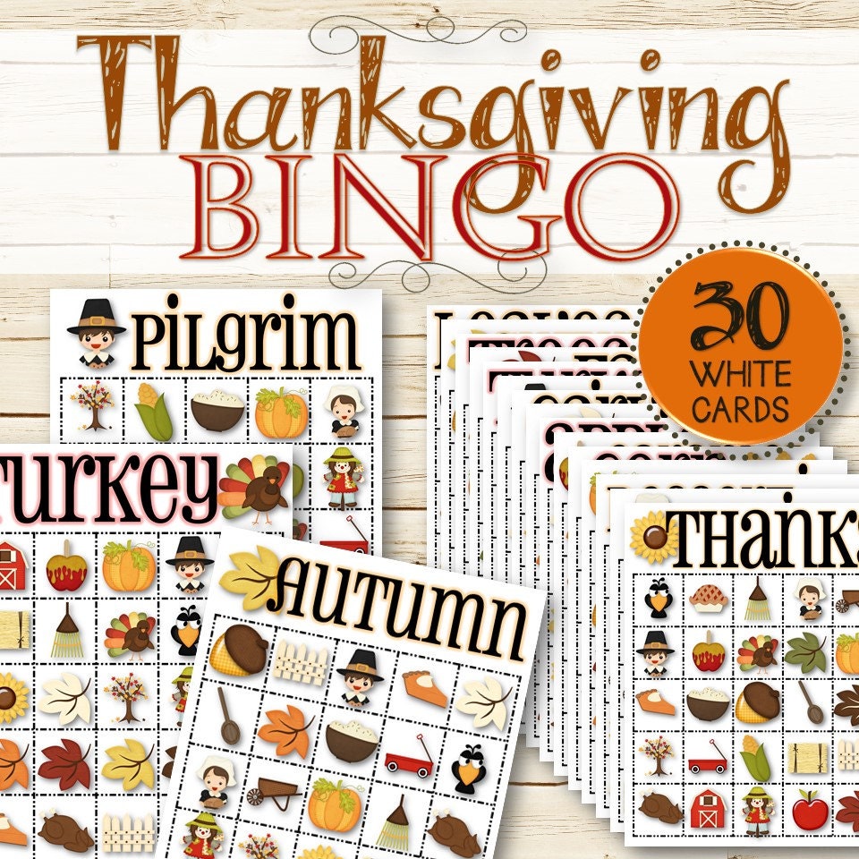 30 Thanksgiving Bingo Cards INSTANT DOWNLOAD