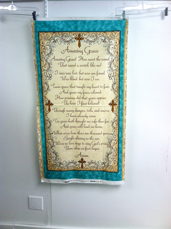 Items similar to Fabric Quilting Treasures Amazing Grace Hymn words ...