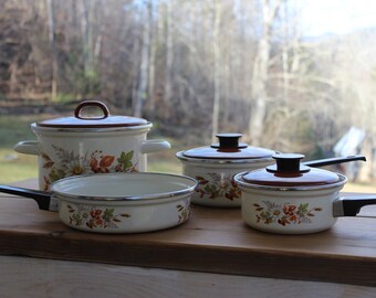 Items similar to Vintage French Orange Enamelware Cookware Thingy on Etsy