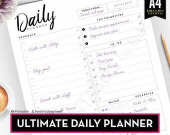 Daily hourly planner | Etsy
